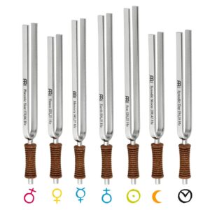 Planetary Tuning Fork 7 Piece Chakra Set with Exact Pitch and Frequency — MADE IN GERMANY — For Meditation, Sound Healing Therapy and Yoga, 2-YEAR WARRANTY brown