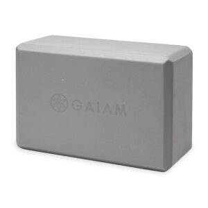 gaiam yoga block - supportive latex-free eva foam soft non-slip surface for yoga, pilates, meditation, storm gray