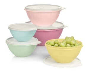 tupperware rare set of 5 wonderlier bowls vintage pastels pink blue yellow green