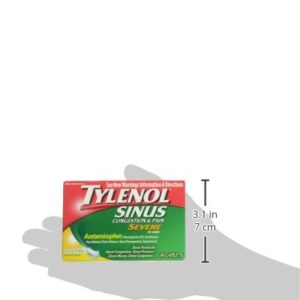 Tylenol Sinus Severe Daytime Cold & Flu Relief Medicine Caplets, Non-Drowsy Pain Reliever, Fever Reducer Expectorant & Decongestant, Acetaminophen, Guaifenesin & Phenylephrine HCl, 24 ct