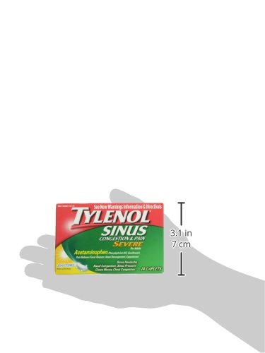 Tylenol Sinus Severe Daytime Cold & Flu Relief Medicine Caplets, Non-Drowsy Pain Reliever, Fever Reducer Expectorant & Decongestant, Acetaminophen, Guaifenesin & Phenylephrine HCl, 24 ct