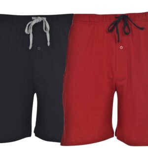 Hanes Men’s 2-Pack Cotton-Rich Jersey Blend Knit Short, 7.5" Inseam, Red/Black, XX-Large