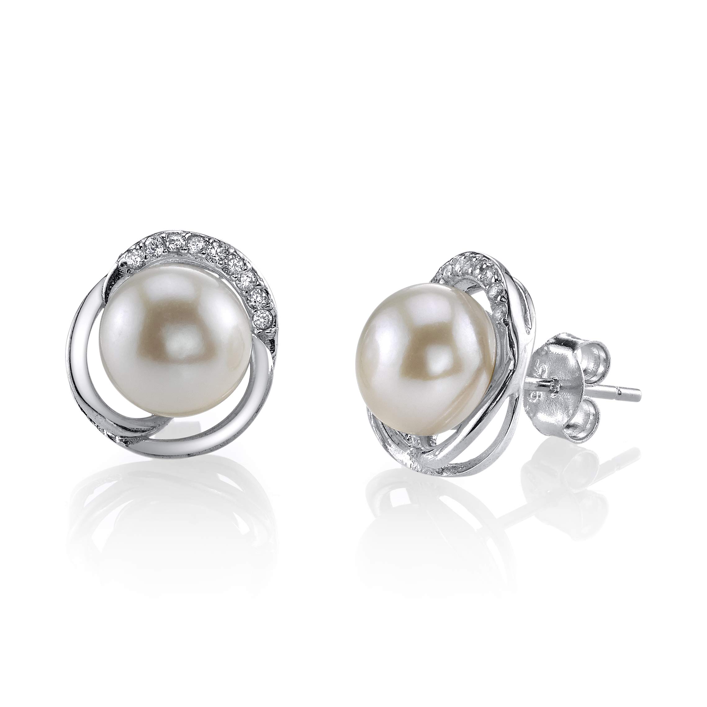 Real Pearl Earrings for Women with Genuine AAAA Quality White Freshwater Cultured Pearls | 14K Gold Plated 925 Sterling Silver Earrings for Women - THE PEARL SOURCE