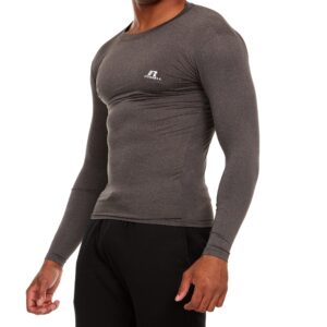 russell athletic men's compression long sleeve top, grey, x-large