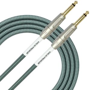 kirlin cable iwb-201pfg-20/ol 20-feet 1/4-inch straight premium plus instrument cable, olive green tweed woven jacket