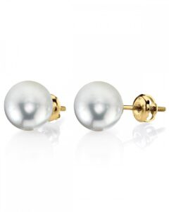 the pearl source 14k gold screwback 7-7.5mm round white akoya cultured pearl stud earrings for women