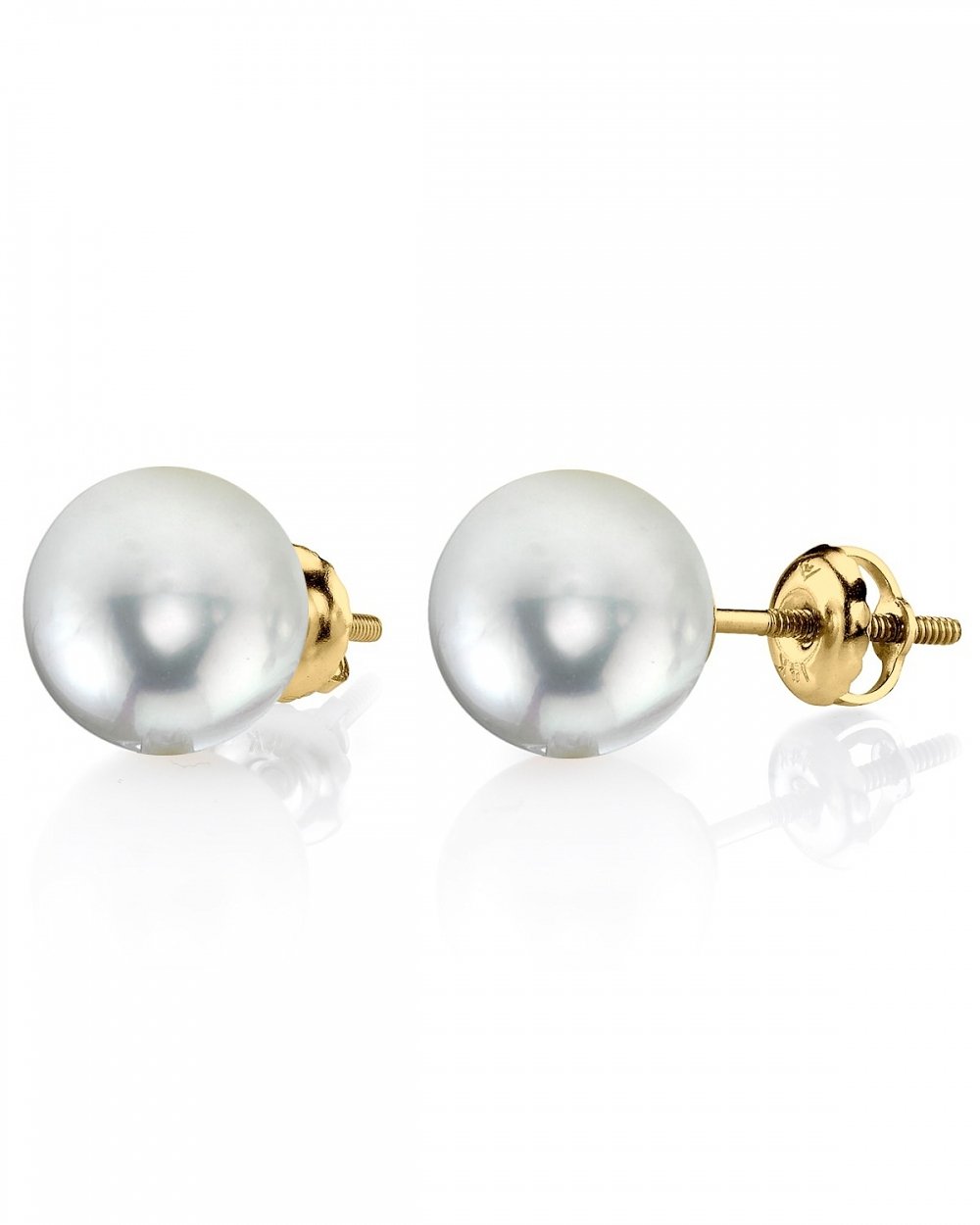 THE PEARL SOURCE 14K Gold Screwback 7-7.5mm Round White Akoya Cultured Pearl Stud Earrings for Women