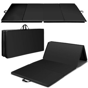 giantex 4'x8'x2" gymnastics mat folding pu panel gym fitness exercise christmas gift (black)