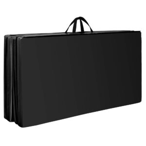 Giantex 4'x8'x2" Gymnastics Mat Folding PU Panel Gym Fitness Exercise Christmas Gift (Black)