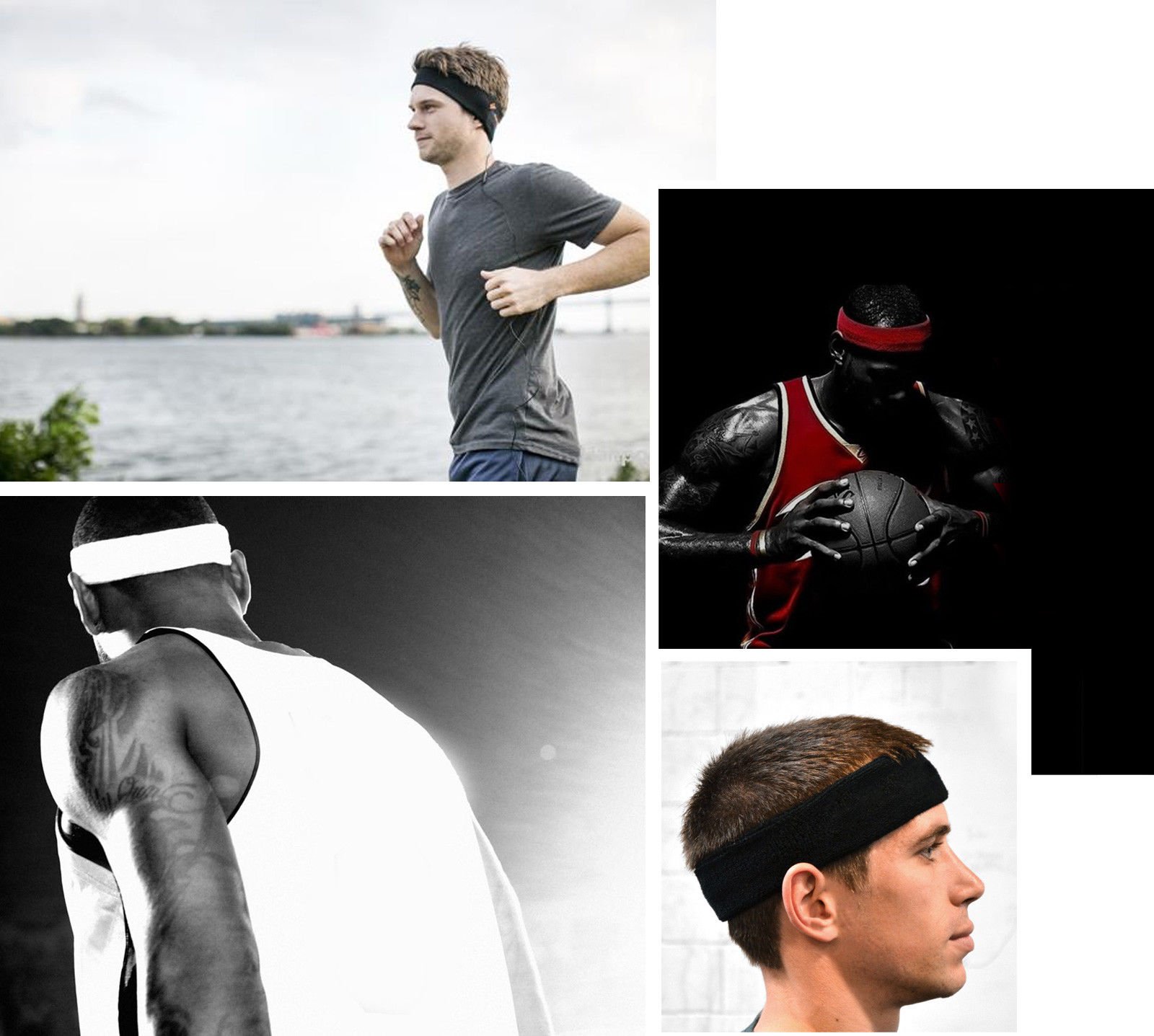 Mallofusa ? 10 PCS Cotton Sports Basketball Headband/Sweatband Head Sweat Band/Brace Gift Party Outdoor Activities (Black)