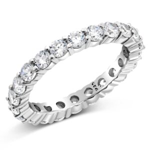 metal factory sz (6) 3.50mm sterling silver 925 cubic zirconia cz eternity engagement wedding band ring