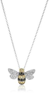 amazon essentials womens sterling silver bumblebee pendant necklace made with crystal (18"), (previously amazon collection)