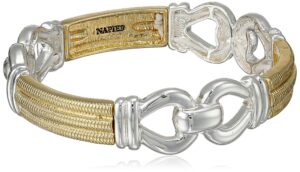 napier "gold rush" two-tone link stretch bracelet