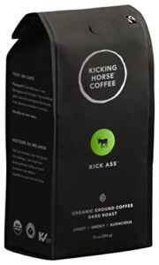 kicking horse coffee, kick ass, dark roast, ground, 10 oz - certified organic, fairtrade, kosher coffee