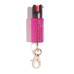 blingsting pepper spray keychain for women pink