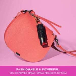 Pepper Spray Keychain for Women – Fashionable & Powerful, our 10% OC, No Gel Sprays Long Range and is Specifically Designed for Women, Safe, Accessible, Easy to Use, No Accidents, and Refillable