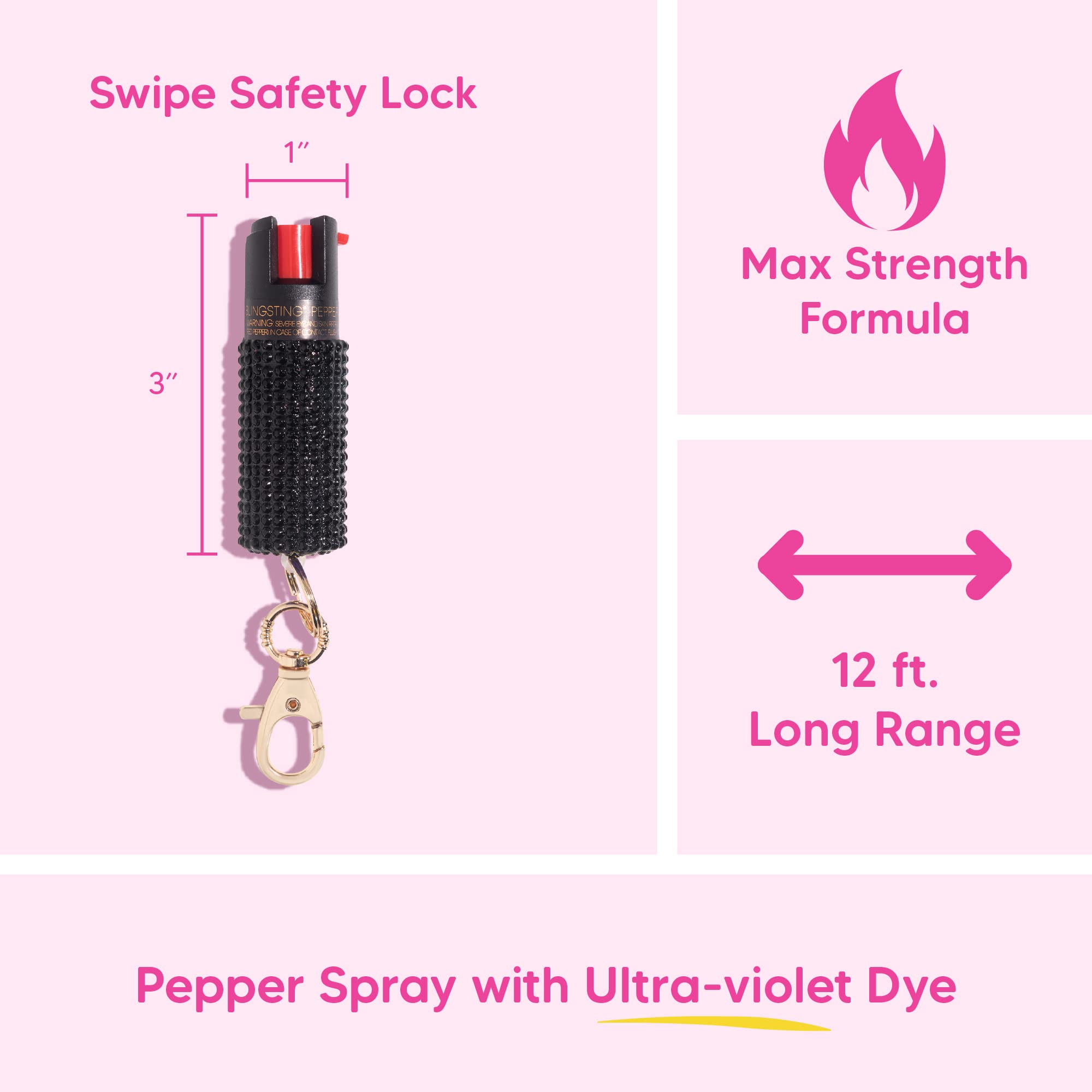 Pepper Spray Keychain for Women – Fashionable & Powerful, our 10% OC, No Gel Sprays Long Range and is Specifically Designed for Women, Safe, Accessible, Easy to Use, No Accidents, and Refillable