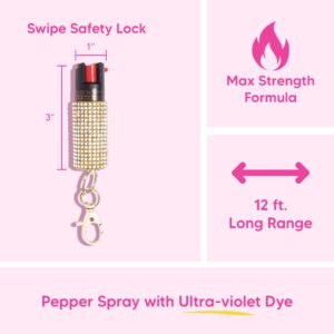 BLINGSTING Pepper Spray Keychain for Women Gold