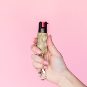 BLINGSTING Pepper Spray Keychain for Women Gold