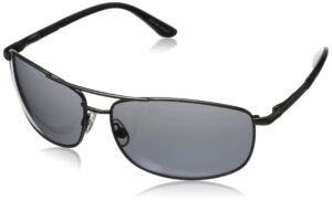 foster grant men's oscar wrap sunglasses, gunmetal/smoke, 64 mm