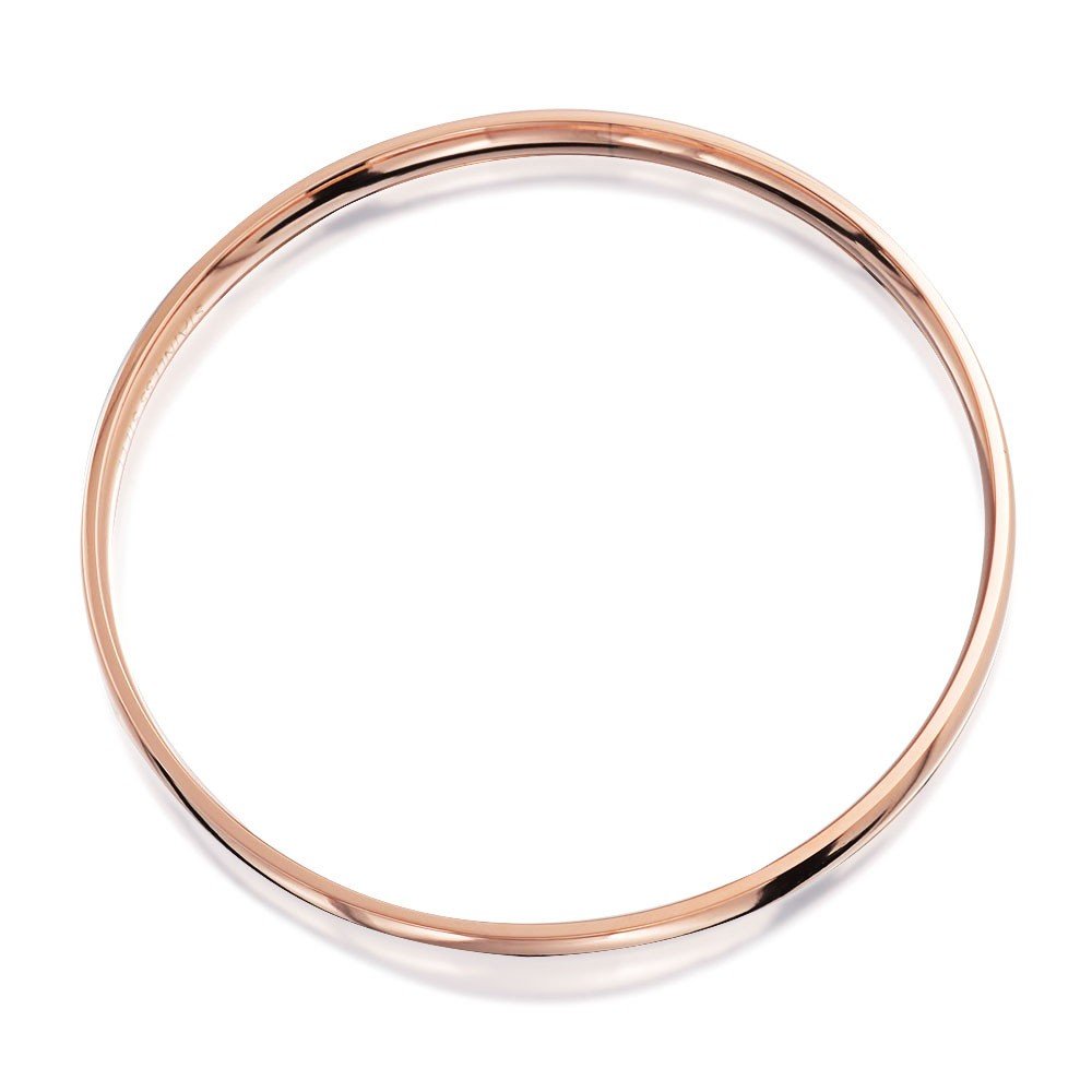 Domed Stackable 5MM Round Smooth Polished Bangle Bracelet Rose Gold Plated Stainless Steel For Women 8 Inch