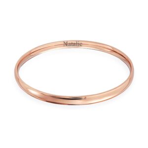 Domed Stackable 5MM Round Smooth Polished Bangle Bracelet Rose Gold Plated Stainless Steel For Women 8 Inch