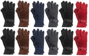 yacht & smith value pack of unisex warm winter fleece gloves, many colors, mens, womens and kids