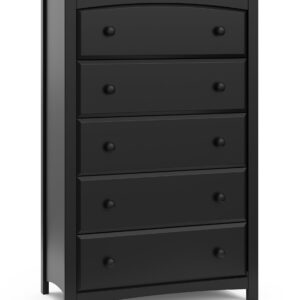 Storkcraft Kenton 5 Drawer Dresser (Black) – Dresser for Kids Bedroom, Nursery Dresser Organizer, Chest of Drawers for Bedroom with 5 Drawers, Universal Design for Children’s Bedroom