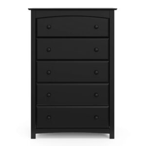 Storkcraft Kenton 5 Drawer Dresser (Black) – Dresser for Kids Bedroom, Nursery Dresser Organizer, Chest of Drawers for Bedroom with 5 Drawers, Universal Design for Children’s Bedroom