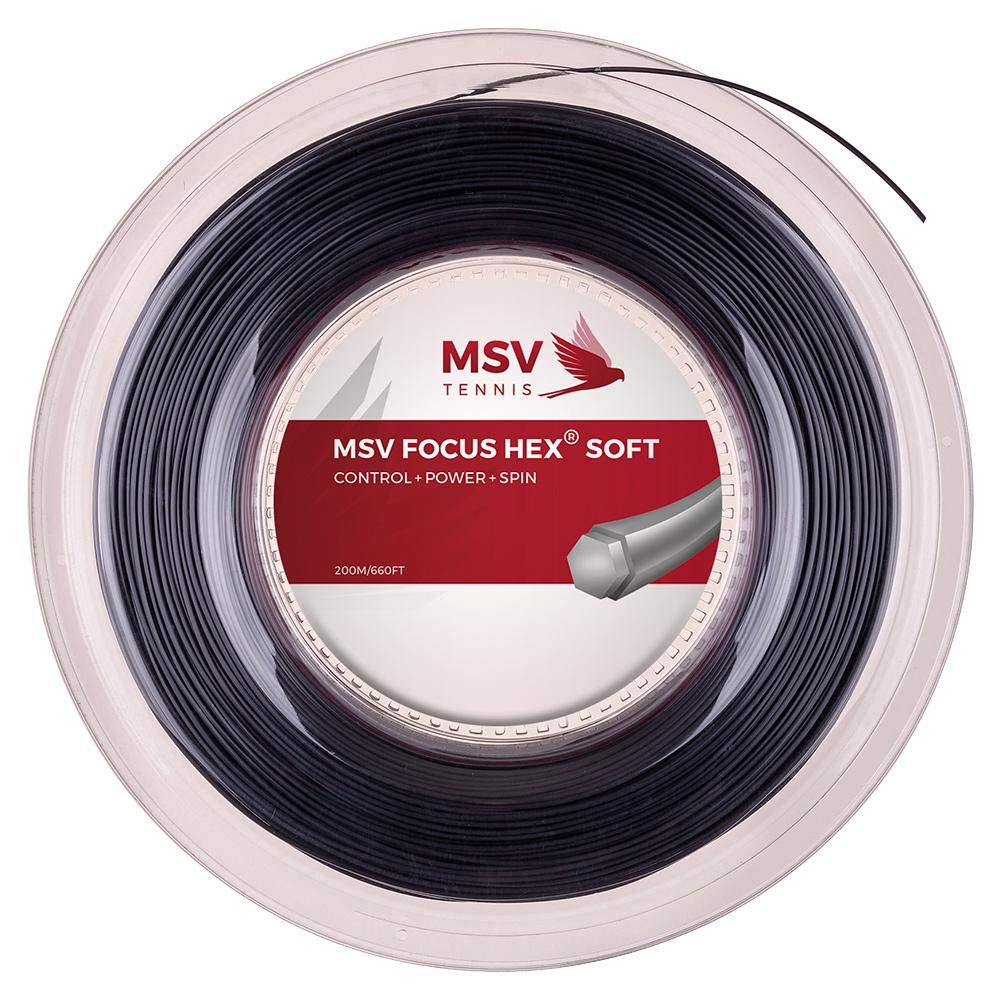 MSV Unisex - Adult Focus-HEX Soft String Reel 200m Black Tennis String Black