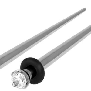 Forbidden Body Jewelry Pair of 8g Surgical Steel Cubic Zirconia Crystal Straight Taper Earrings