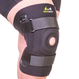 braceability bariatric knee brace for large legs - plus size knee brace with side stabilizers for big men or women, arthritis, patellar tendonitis, obese chondromalacia pain, instability (3xl)