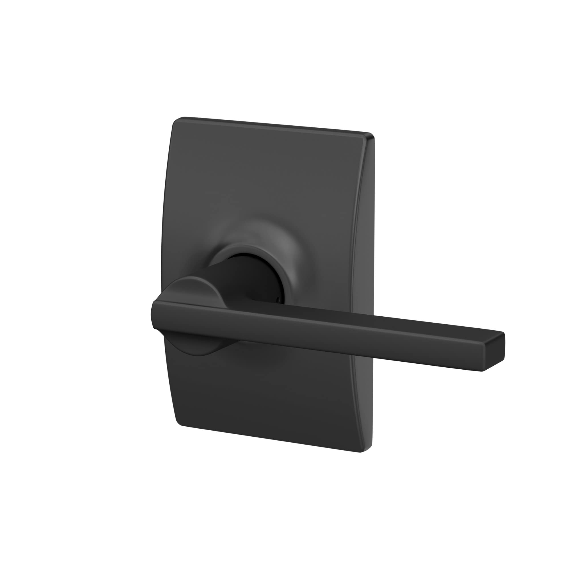 Schlage F10 LAT 622 CEN Latitude Door Lever with Century Trim, Hall & Closet Passage Lock, Matte Black