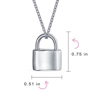 Personalized Initial Alphabet A-Z Monogram Plain Simple Couples Sentimental Functional Lock Pendant Charm Lovers Padlock Necklace For Women Teens .925 Sterling Silver Chain 16 Inch Custom Engraved