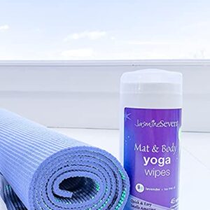 Yoga Wipes for Body and Mat - Natural Lavender and Tea Tree - 45 Wipes in Resealable Canister - by Jasmine Seven - for Home, Studio, Gym, Spa