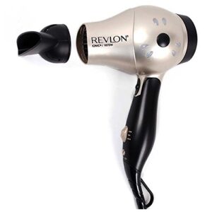 revlon 1875 watt fast dry compact hair dryer with ionic select technolgy, folding handle for easy convenience, worldwide dual voltage, bonus free hair pins included