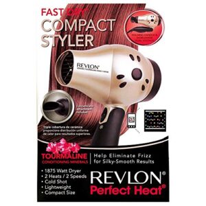 Revlon 1875 Watt Fast Dry Compact Hair Dryer with Ionic Select Technolgy, Folding Handle for Easy Convenience, Worldwide Dual Voltage, Bonus FREE Hair Pins Included