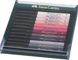 faber-castell art & graphic pitt artist pen brush india ink pen, portrait, set of 12, for art, craft, drawing, sketching, home, school, university, colouring