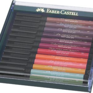 Faber-Castell Art & Graphic Pitt Artist Pen Brush India Ink Pen, Earth Tones, Set Of 12, For Art, Craft, Drawing, Sketching, Home, School, University, Colouring