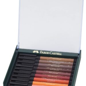 Faber-Castell Art & Graphic Pitt Artist Pen Brush India Ink Pen, Earth Tones, Set Of 12, For Art, Craft, Drawing, Sketching, Home, School, University, Colouring