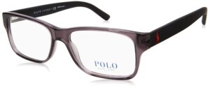 polo ralph lauren mens ph2117 rectangular prescription eyewear frames, shiny transparent grey/demo lens, 54 mm