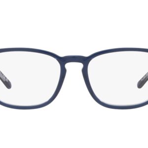 Polo Ralph Lauren Men's PH2117 Rectangular Prescription Eyewear Frames, Shiny Transparent Blue/Demo Lens, 54 mm