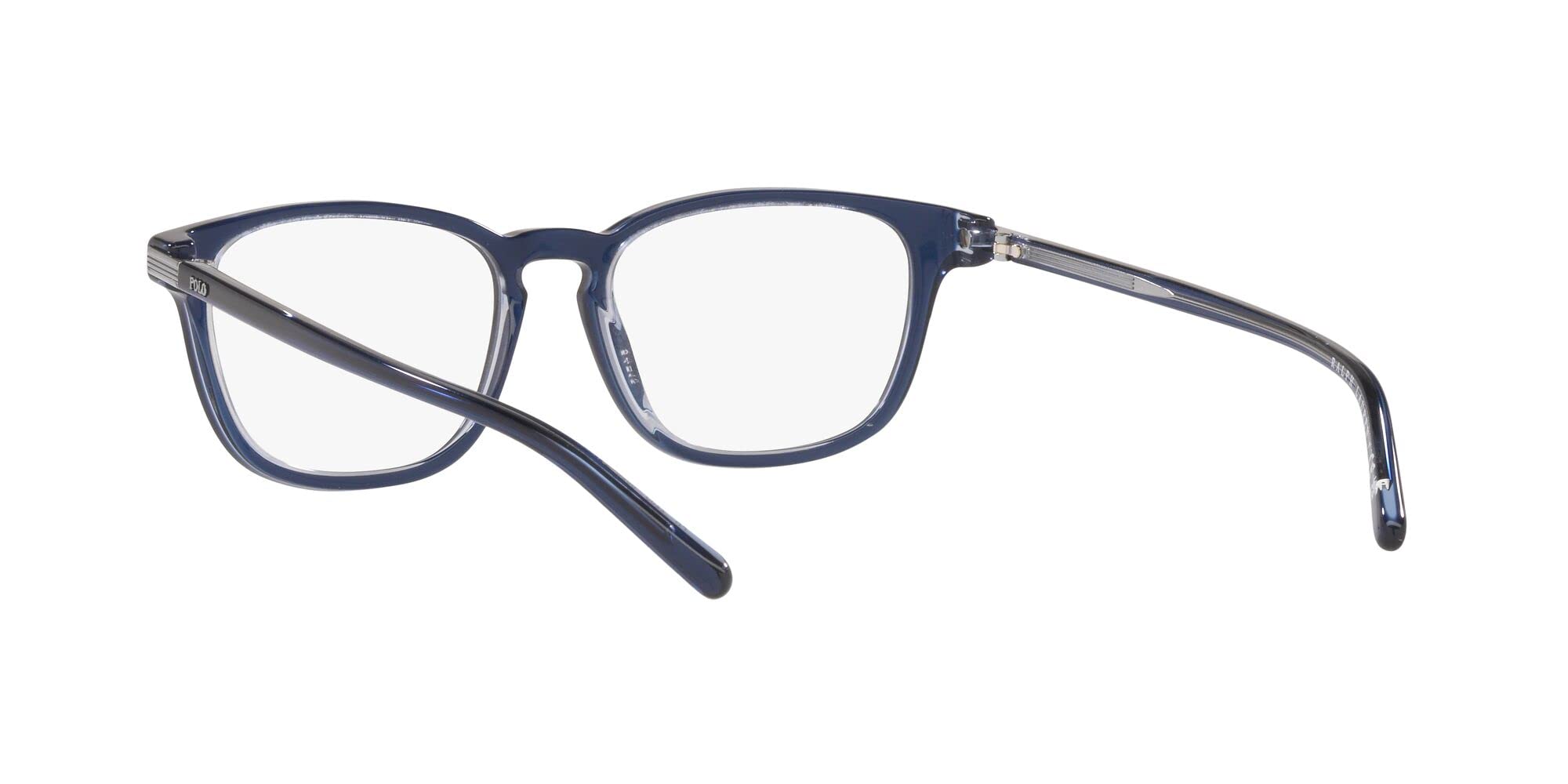 Polo Ralph Lauren Men's PH2117 Rectangular Prescription Eyewear Frames, Shiny Transparent Blue/Demo Lens, 54 mm