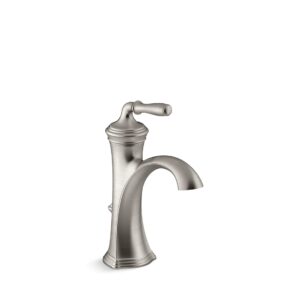 KOHLER Devonshire K-193-4-BN Single Handle Single Hole or Centerset Bathroom Faucet with Metal Drain Assembly in Brushed Nickel