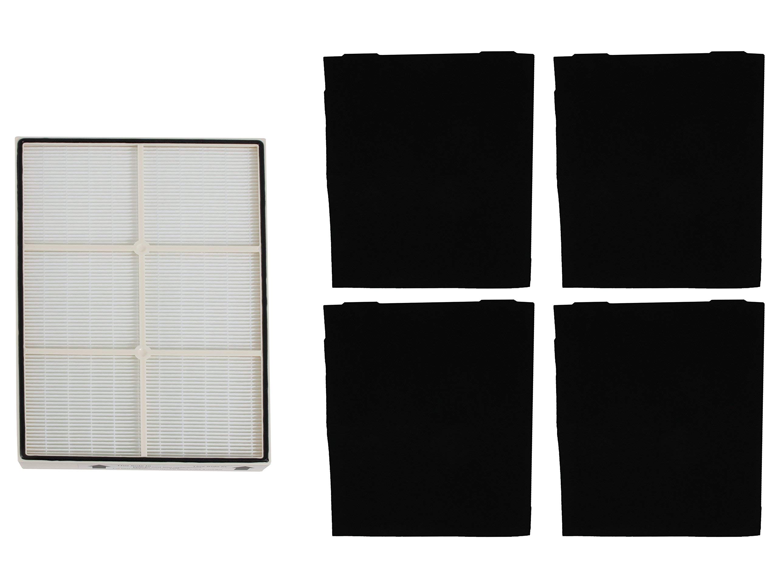 Aftermarket HEPA Filter and 4 Pre-Carbon Filters compatible with Whirlpool Whispure Air Purifier Models AP450 AP510 AP45030HO; Replaces Part # 1183054 - By LifeSupplyUSA