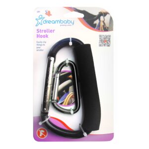 dreambaby stroller carabiner hook - 2pack - stroller clip organizer for purse shipping grocery bag