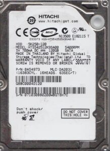 hts542512k9sa00, pn 0a54973, mlc da2031, hitachi 120gb sata 2.5 hard drive