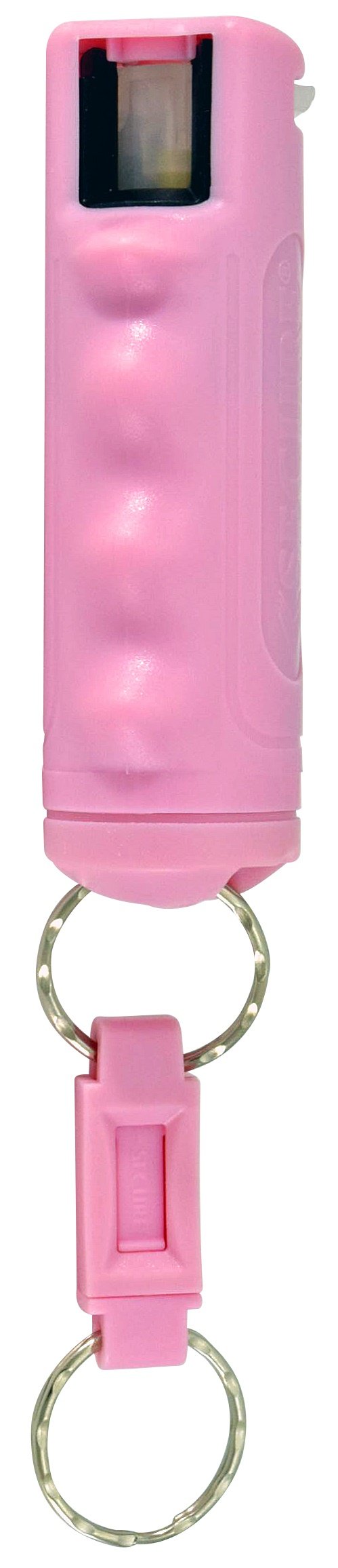 Pepper Defense 4-in-1 Stream Pepper Spray Pink - Belt Clip Holster with Quick Release Keychain - Maximum Strength Formula with 10% OC, CS, CN, Marking Dye (Pink Pepper Spray)