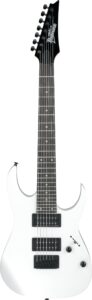 ibanez grg 7 string solid-body electric guitar, right, white, full (grg7221wh)