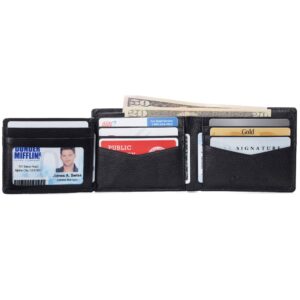 alpine swiss men's genuine leather wallet slim flip-out bifold, black, one size